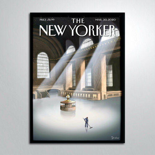 Постер в раме/Постер для интерьера/Плакат Винтажный Журнал Нью Йоркер The NEW YORKER 30 март 2020г