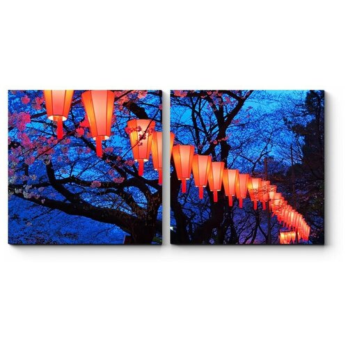 Модульная картина Магический свет огней в парке Уэно, Токио 100x50