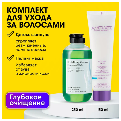 FARMAVITA / SPA сервис DETOX Комплекс для ухода за волосами "Глубокое очищение". Детокс шампунь 250 мл + Пилинг маска 150 мл