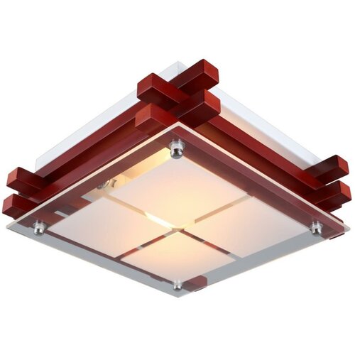 Настенно-потолочный светильник Omnilux Carvalhos OML-40527-02, E14, 80 Вт, кол-во ламп: 2 шт., цвет арматуры: коричневый, цвет плафона: белый