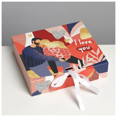 Дарите Счастье Коробка складная подарочная «I love you», 20 × 18 × 5 см