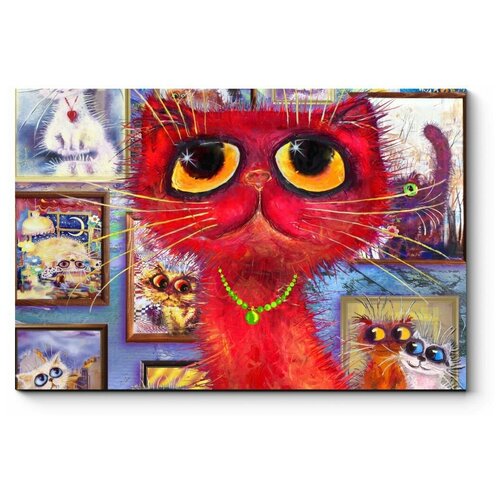 Модульная картина Красный кот гуляет по галерее 30x20