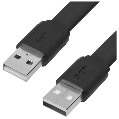 Кабель PROF 3.0m USB AM/AM плоский черный 28/24 AWG морозостойкий