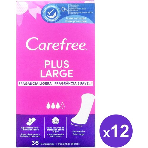 Ежедневные женские прокладки Carefree Plus Large (432 шт) легкий аромат, 3 капли, 12 уп по 36 шт, ежедневки Кефри