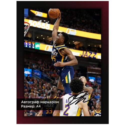 Постер с автографом Донован Митчелл, Баскетболл, НБА, А4, без рамы