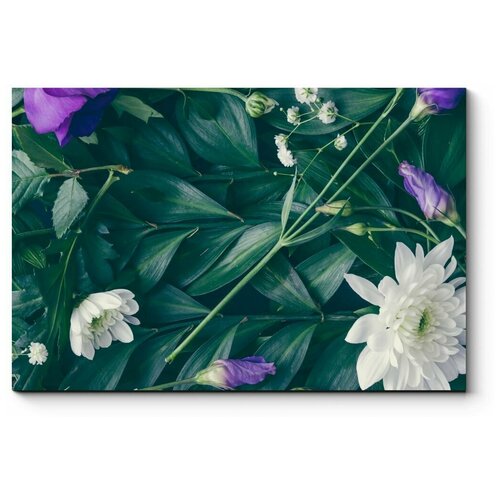 Модульная картина Белые цветы хризантем 70x47