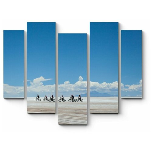 Модульная картина Велосипедисты на небесном фоне161x131