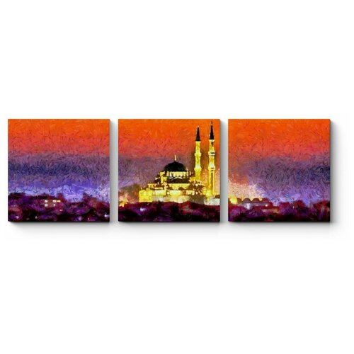 Модульная картина Сияющий Стамбул ночью 150x50