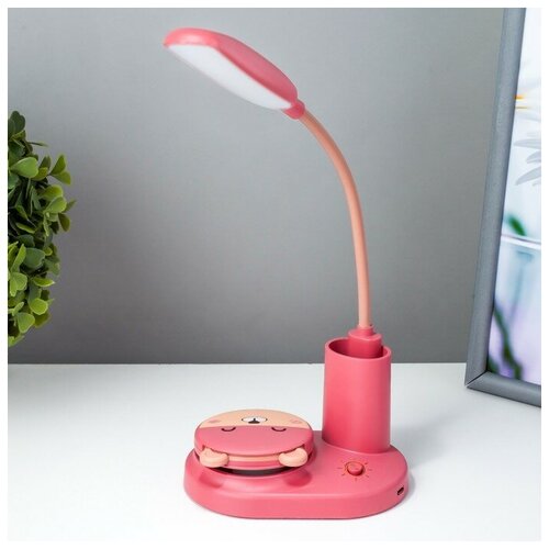 Настольная лампа "Мишка" LED 3Вт USB АКБ красный 12х8х31,5 см