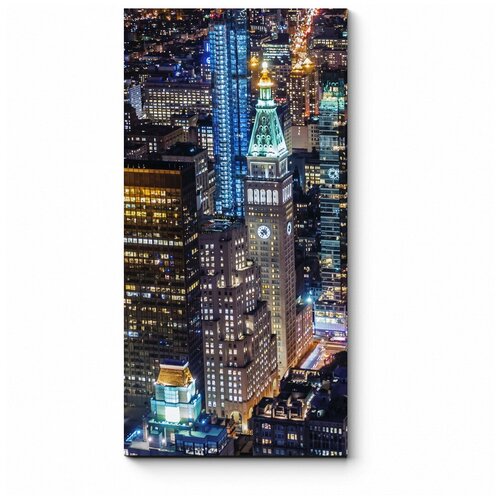 Модульная картина Вид на ночной Нью-Йорк 30x60