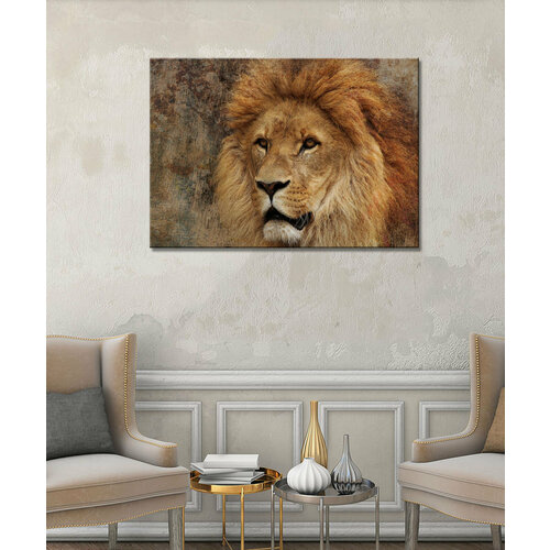 Картина - Лев, лев царь зверей, красивый лев, лев хищник, грива льва (32) 20х30