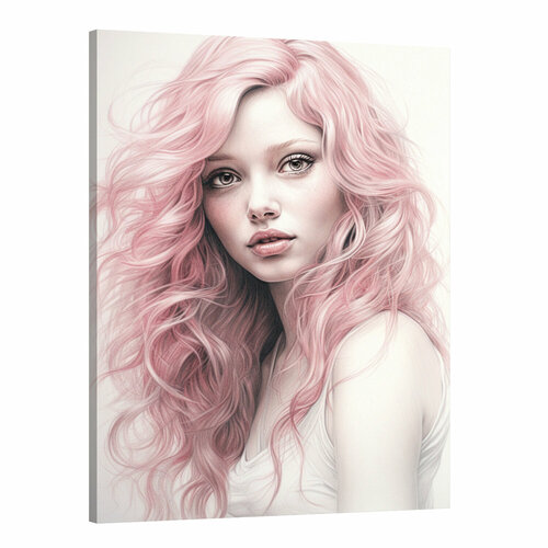 Интерьерная картина 50х70 "Портрет девушки в розовом"