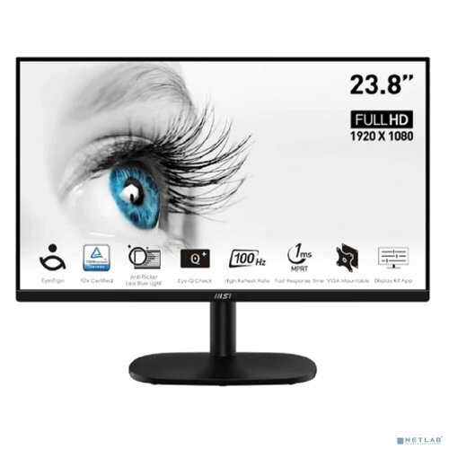 MicroStar Монитор MSI PRO 23.8" MP245V черный VA 1920x1080 100Hz 4ms 16:9 4000:1 300cd 178/178 D-Sub HDMI чёрный