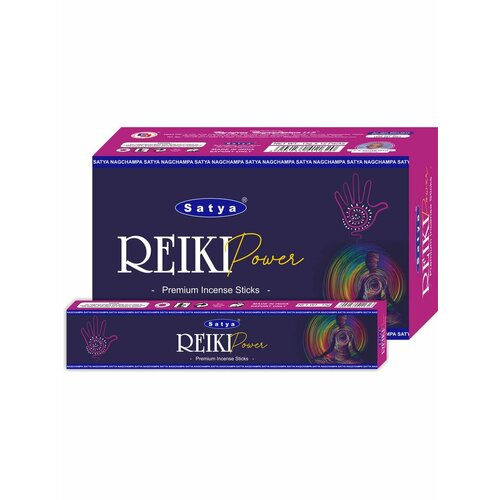 Благовония Reiki Power (Сила Рейки) Ароматические индийские палочки для дома, йоги и медитации, Satya Premium (Сатья Премиум), 15г