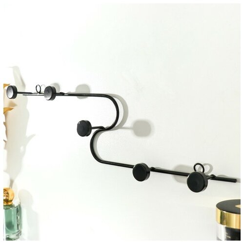 SUI Крючки декоративные металл "Плавная линия с точками" чёрный 11,5х40 см