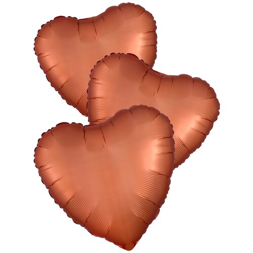 Набор воздушных шаров Anagram сердца Сатин, Оранжевый, 46 см, 3 шт