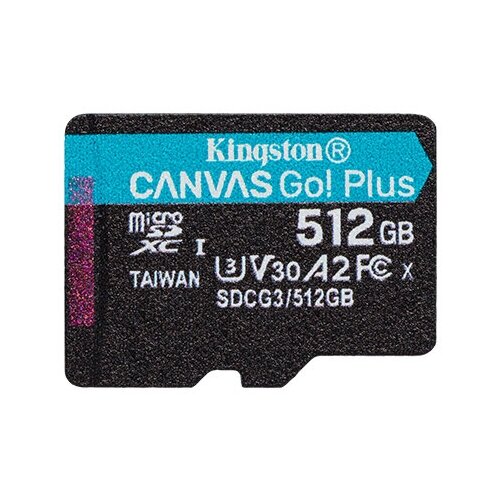 Карта памяти Kingston CANVAS Go! Plus - SDCG3/512GB - microSDXC UHS-I, U3, V30, A2 - 170/90МБ/с