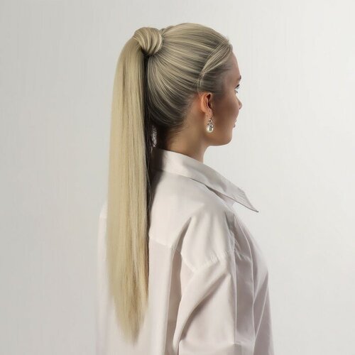 Queen fair Хвост накладной, прямой волос, на резинке, 60 см, 100 гр, цвет холодный блонд(#SHT88B)