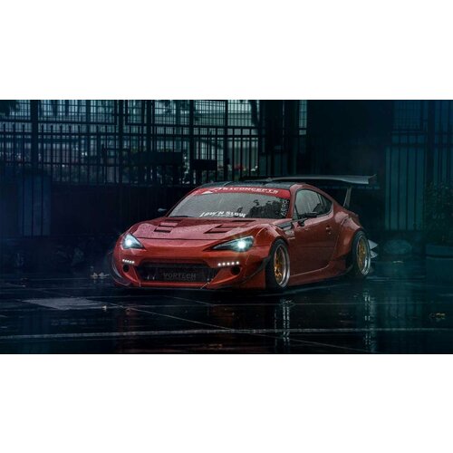 Картина на холсте 60x110 Альянс Лес "Toyota brz scion subaru rain" на подрамнике / интерьер/ декор