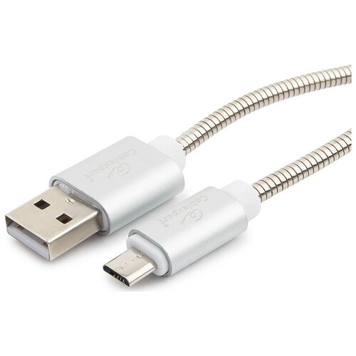 Micro USB кабель Cablexpert, серия Gold, длина 0.5 м, медные проводники, металлическая оплетка, серебро
