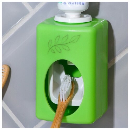 Выдавливатель для зубной пасты механический "Листья", зеленый