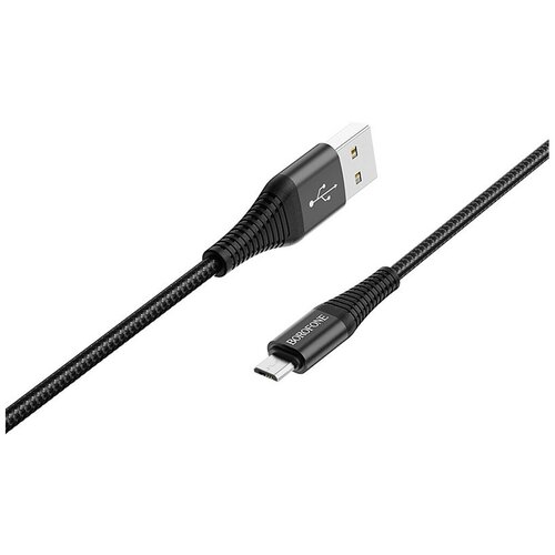 Кабель USB - микро USB Borofone BX29 Endurant, 1.0м, круглый, 2.4A, нейлон, в оплётке, чёрный