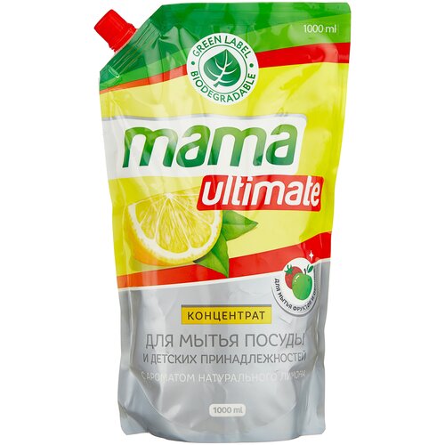 Mama Ultimate Концентрат для мытья посуды Лимон сменный блок, 1 л, 1 кг