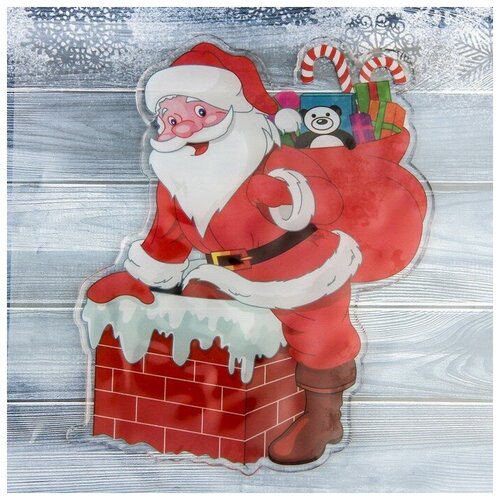 Наклейка Зимнее волшебство Дед Мороз в дымоходе, 3566316, 14х17 см, красный