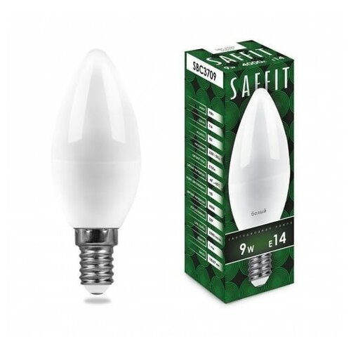 Лампа светодиодная LED 9вт Е14 белый матовая свеча (SBC3709) | код 55079 | SAFFIT ( 1шт. )