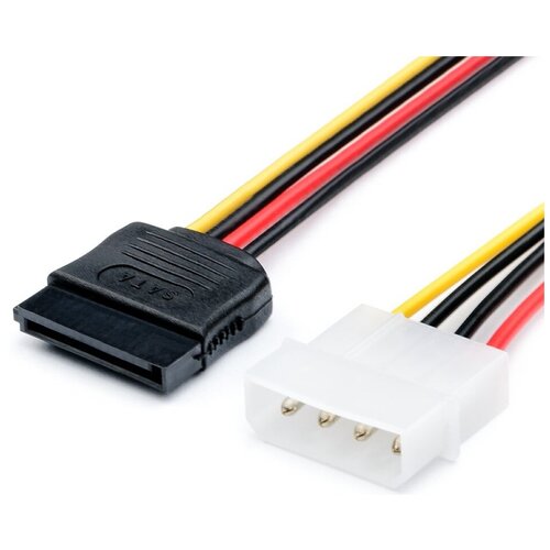 Кабель Atcom 4-pin Molex - SATA (АТ3798), 0.15 м, 1 шт., черный/красный/желтый