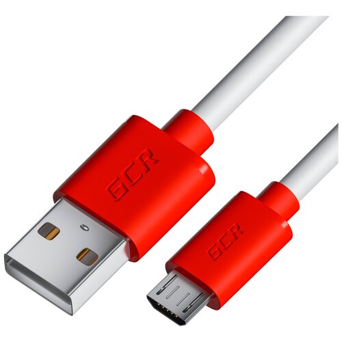 Кабель GCR USB - microUSB (GCR-UA1U), 0.5 м, белый/красный