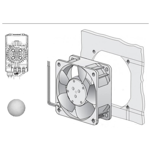 Вентиляторный модуль потолочный для напольного шкафа с термостатом, 2 вентилятора 220В, Alvm-fan-to-2-s