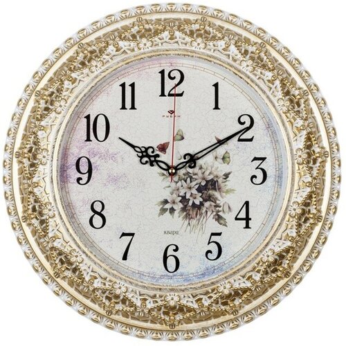 Часы настенные, интерьерные "Полевые цветы", бесшумные, d-38 см, циферблат 24 см