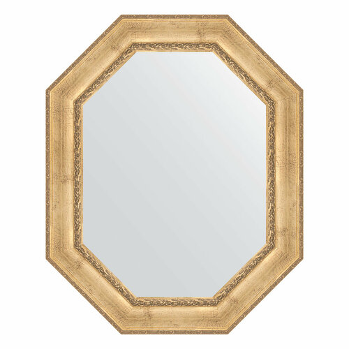 Зеркало настенное Polygon EVOFORM в багетной раме состаренное серебро с орнаментом, 82х102 см, для гостиной, прихожей и ванной комнаты, BY 7264