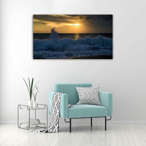 Картина на холсте 60x110 LinxOne "Волна море всплеск" интерьерная для дома / на стену / на кухню / с подрамником