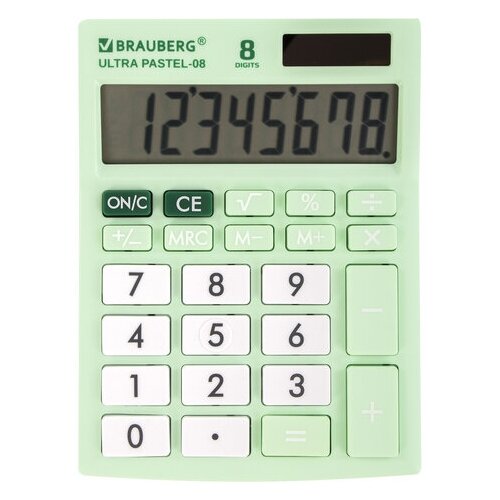 Калькулятор настольный BRAUBERG ULTRA PASTEL-08, мятный, 4 шт.