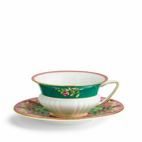 Чайная пара WEDGWOOD Wonderlust Pink Lotus , 140 мл, костяной фарфор, цвет разноцветный (1057266)