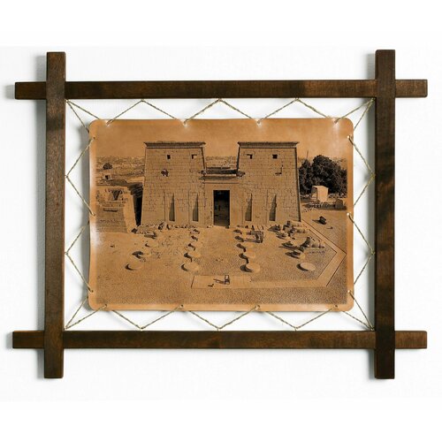 Картина Храм Хонсу, гравировка на натуральной коже, интерьерная для украшения и декора на стену в деревянной раме, подарок, BoomGift