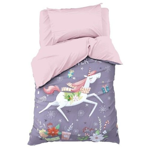 Комплект постельного белья Этель Magical winter, 1.5-спальное, хлопок, розовый/фиолетовый