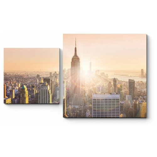 Модульная картина Небоскребы Манхэттена в последних лучах солнца, Нью-Йорк 60x36
