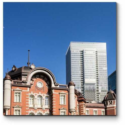 Модульная картина Железнодорожный вокзал и современное офисное здание в Токио140x140