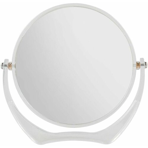 Зеркало настольное Brabix двустороннее с увеличением прозрачная рамка диаметр 17см 1шт