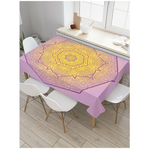 Скатерть прямоугольная JoyArty на кухонный стол "Шестиугольная мандала" из оксфорда, 120x145 см