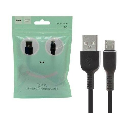 Кабель USB Micro USB X13 1M 2.4A HOCO черный