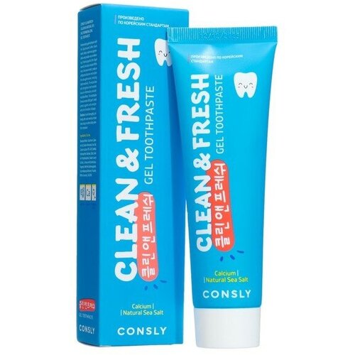 Гелевая зубная паста Consly Clean&Fresh с кальцием и натуральной морской солью, 105 гр