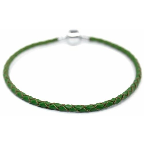 Браслет-цепочка Handinsilver ( Посеребриручку ) Кожаная основа для браслета с шармами, стразы, муранское стекло, стекло, 1 шт., размер 19 см, зеленый