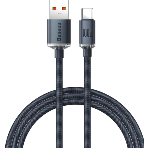 Кабель Baseus Crystal Shine Series Fast Charging Data Cable (CAJY000401), USB - USB Type-C, 100W, 1.2 м, черный