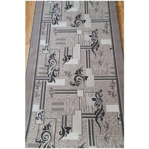 Ковровая дорожка на войлоке, Витебские ковры, с печатным рисунком, 1530, серая, 1.4*1.4 м