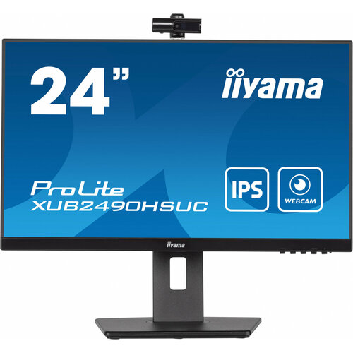 Монитор Iiyama 23.8" ProLite XUB2490HSUC-B5 черный IPS LED 16:9 HDMI M/M Cam матовая HAS Piv 250cd 178гр/178гр 1920x1080 60Hz VGA DP FHD USB 4.9кг