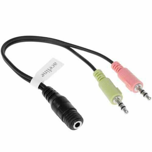 Разветвитель Aceline 4-pin 3.5 mm jack - 3-pin 3.5 mm jack x2 черный